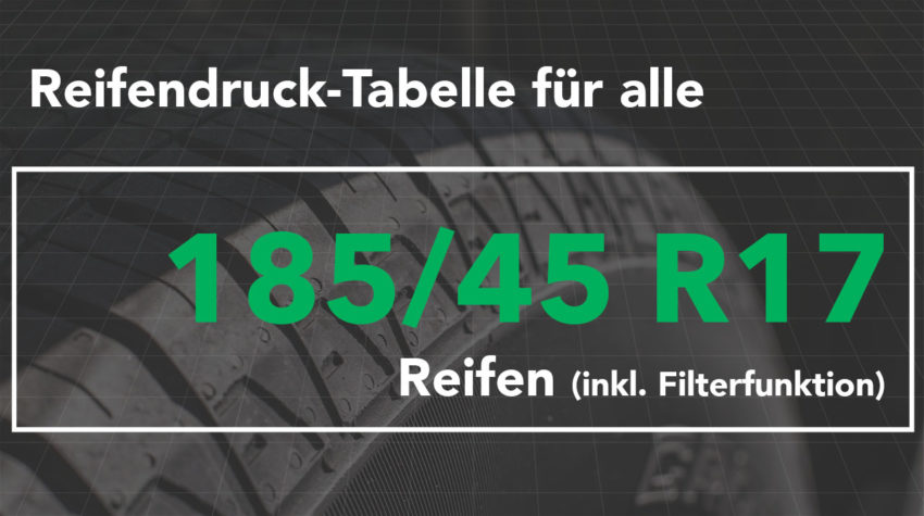 Reifendruck für 185/45 R17 Reifen (Tabelle) | Sommer, Winter & Allwetter