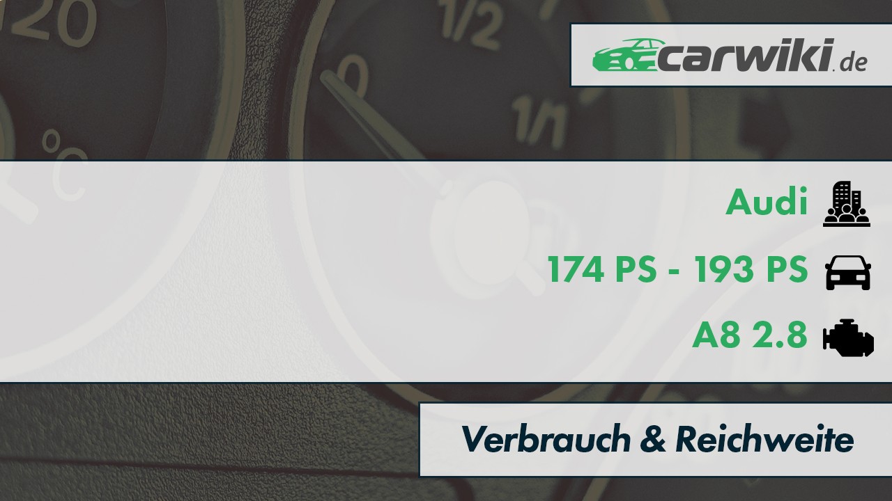 Audi A8 2.8 Verbrauch & Reichweite | 174 PS - 193 PS | Tabelle