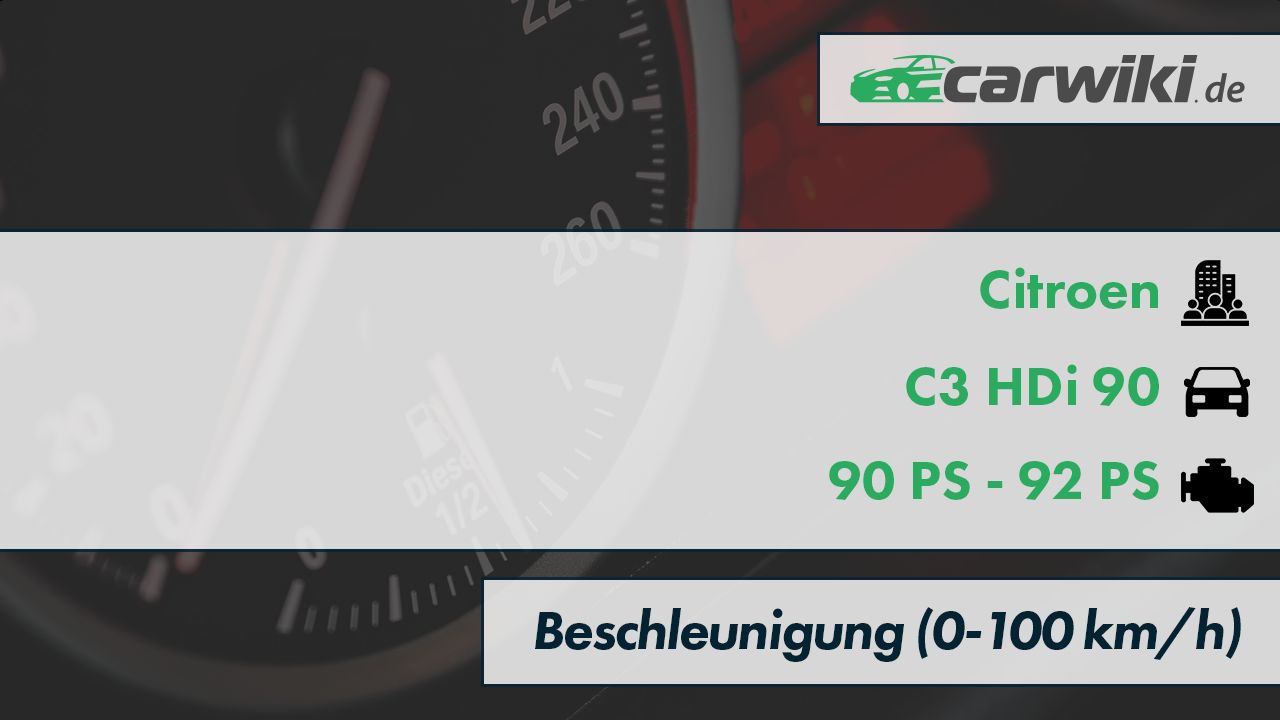 Citroen C3 HDi 90 0-100 km/h (Beschleunigung) | 90 PS - 92 PS
