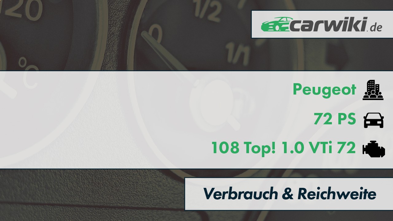 Peugeot 108 Top! 1.0 VTi 72 Verbrauch & Reichweite | 72 PS | Tabelle