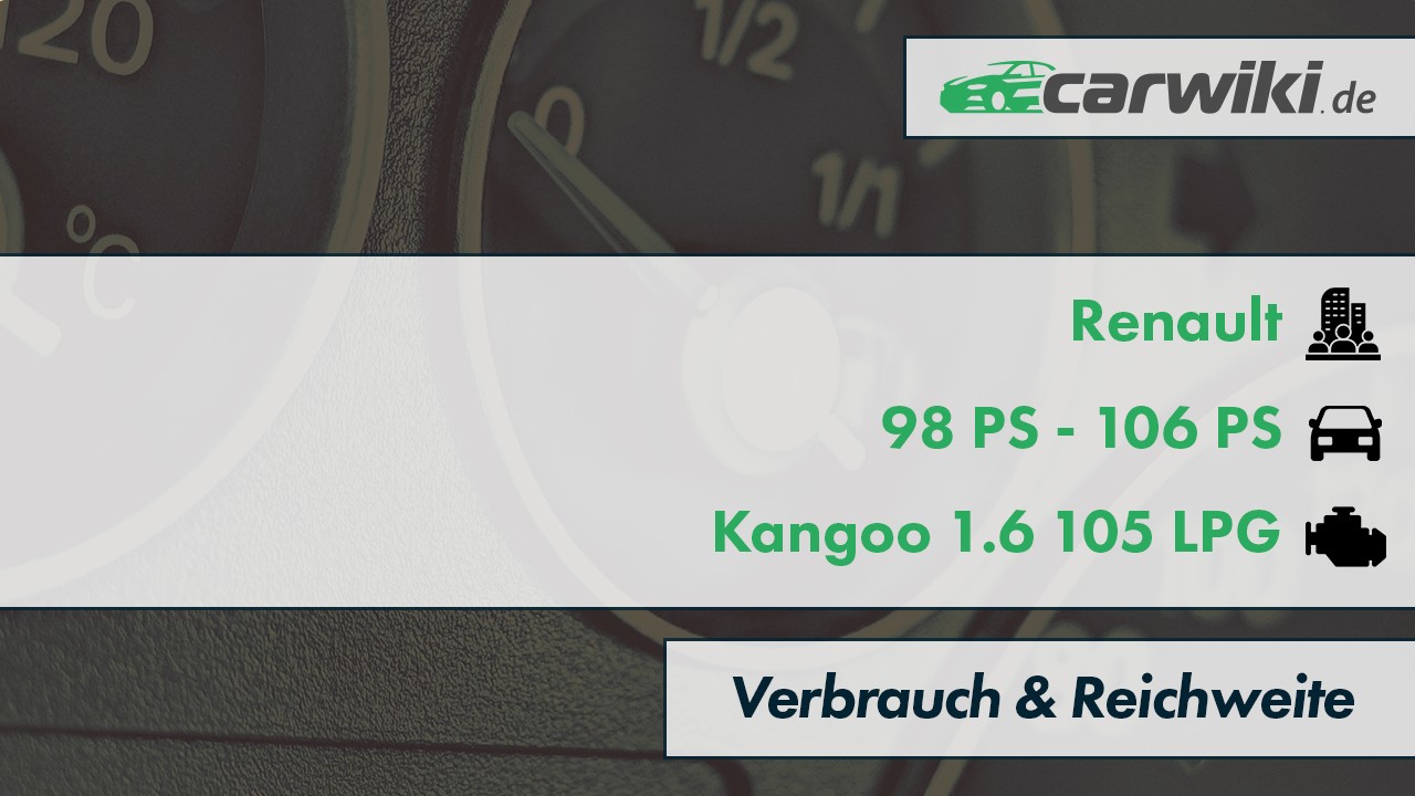 Renault Kangoo 1.6 105 LPG Verbrauch & Reichweite | 98 PS - 106 PS | Tabelle